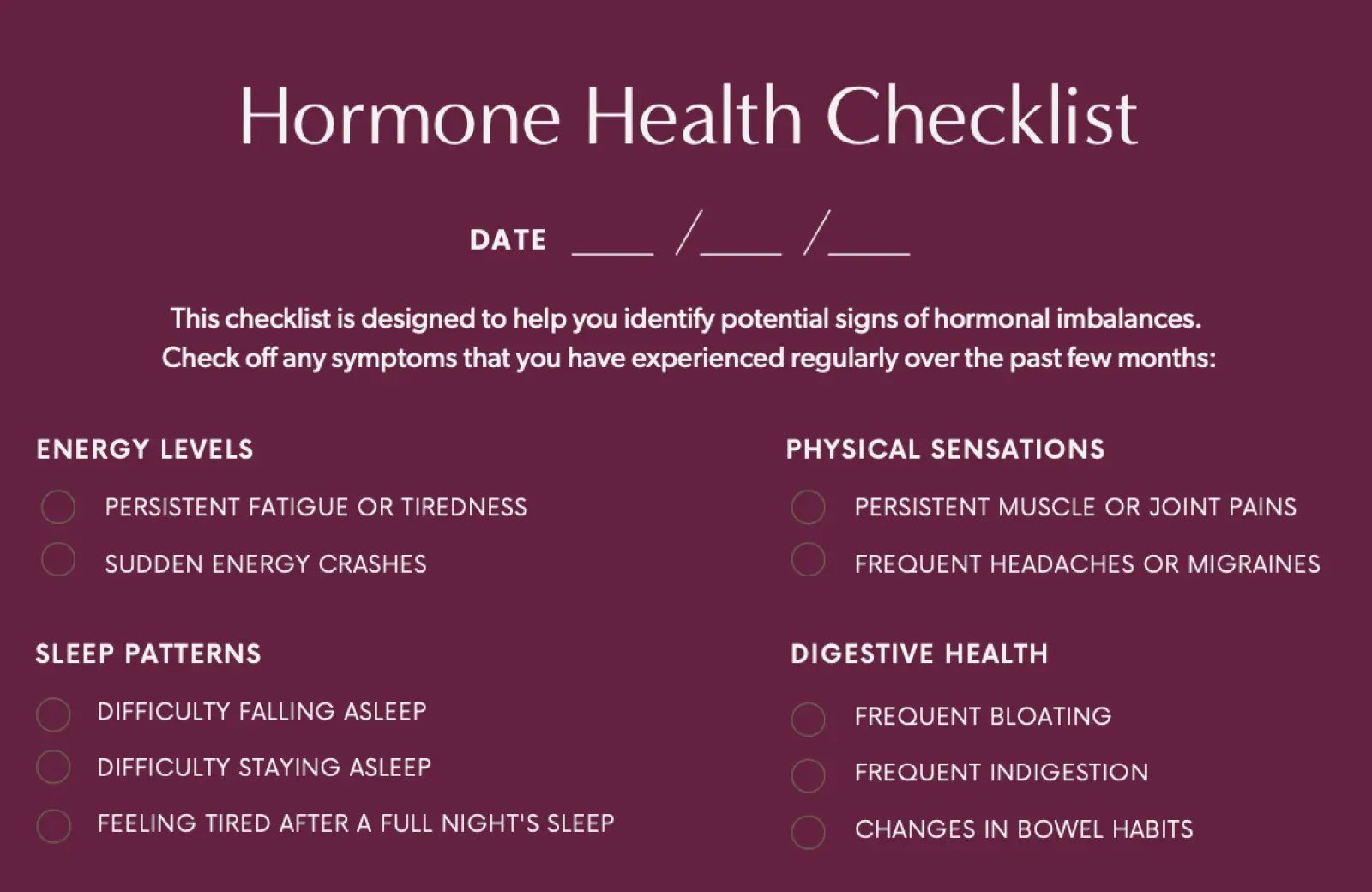 Hormone Checklist